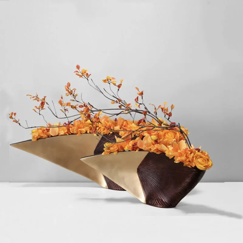 Creative-Resin-Fan-Shaped-Vase-Art-Flower-Arrangement-Desktop-Ornament ...