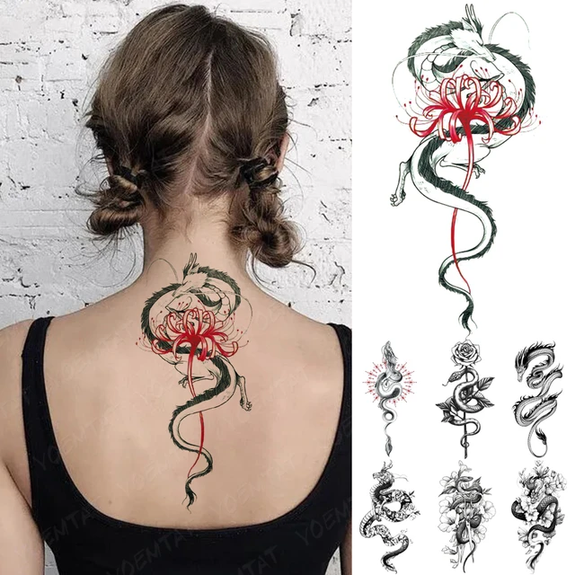 Flying Dragon Tattoo Around Sun