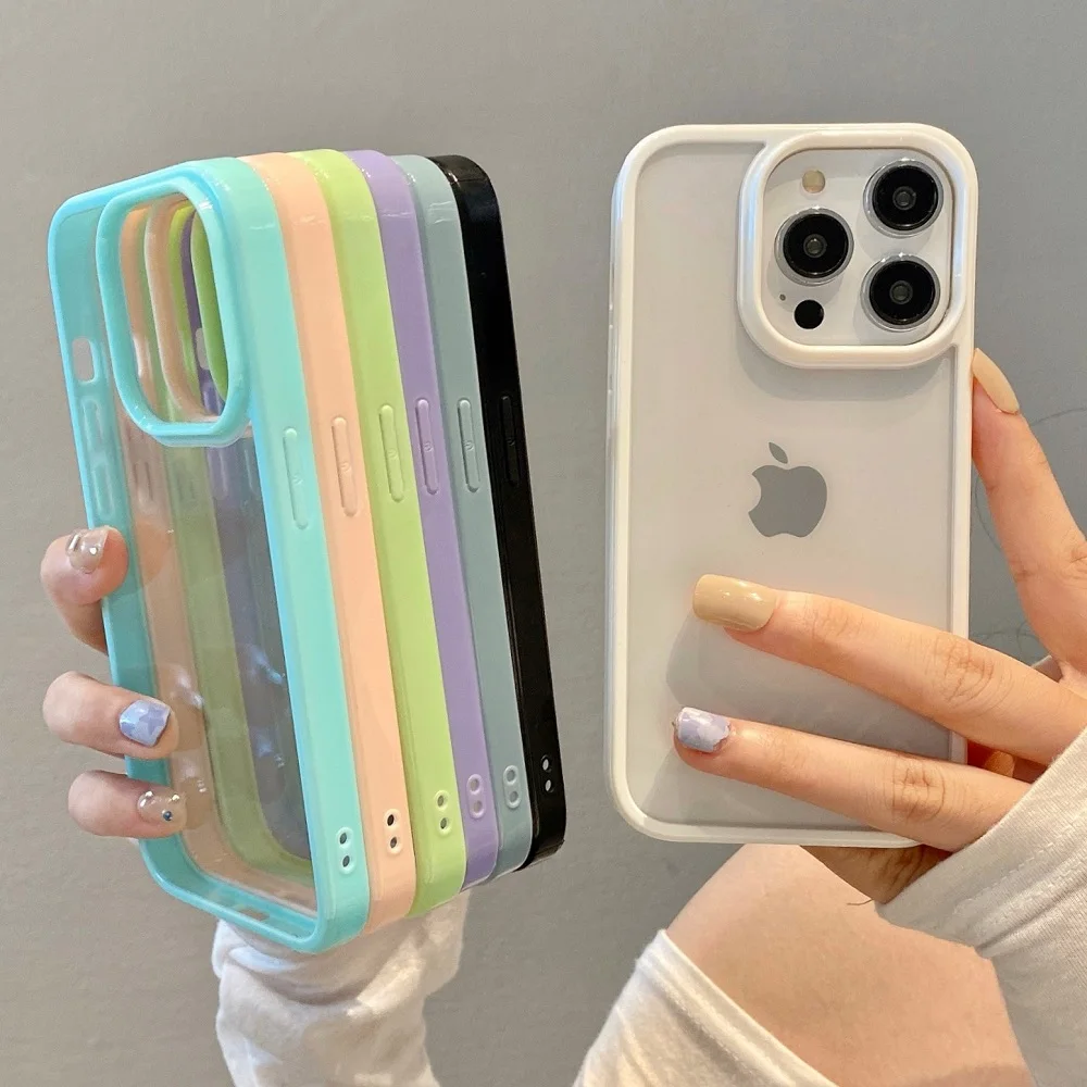 Transparent-Candy-Color-Bumper-Phone-Case-For-iPhone-16-15-14-13-Mini ...