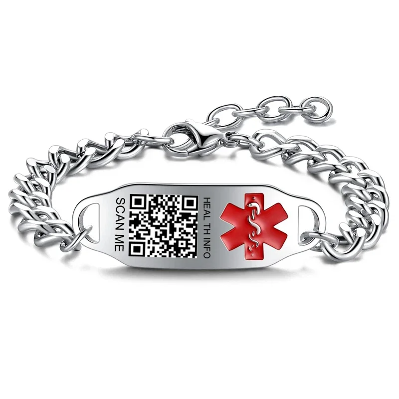 Fashionable-Stainless-Steel-QR-Code-Medical-ID-Bracelet-with-Free ...