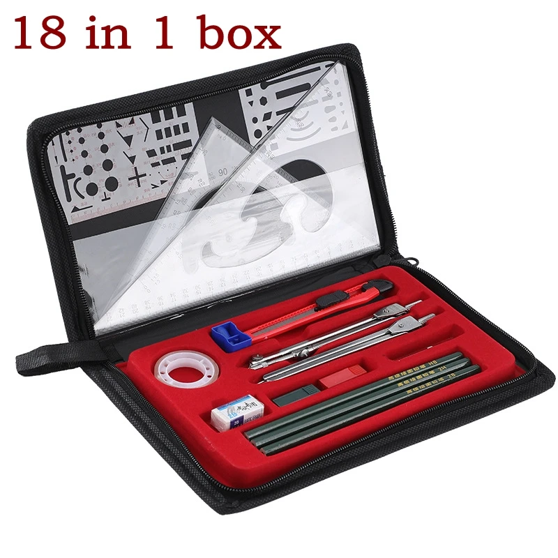 18-in1-Compass-Ruler-Math-Geometry-Plate-Stationery-Set-Students ...