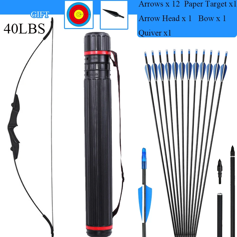 Powerful-Recurve-Bow-For-Hunting-20-40lbs-Archery-Black-Takedown ...