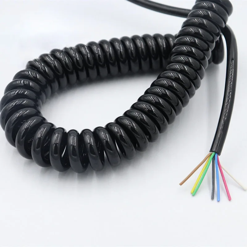 Spring Spiral Cable Telescopic Wire 6 7 8Cores 20/18AWG Stretchable Wire Shrinkable Cable Power ...