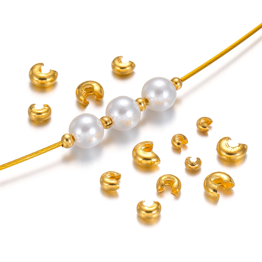 50pcs Stainless Steel PVD Plated Open Crimp End Bead Stopper Necklaces ...
