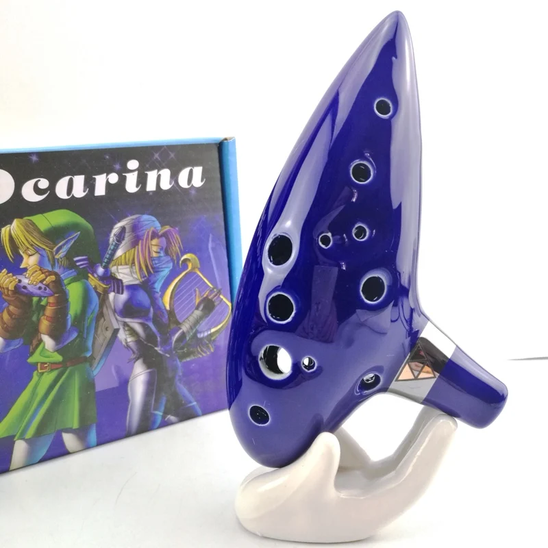 Anime Zelda Ocarina Ceramic 12 Holes Ceramic Alto C Ocarina Flute Blue ...