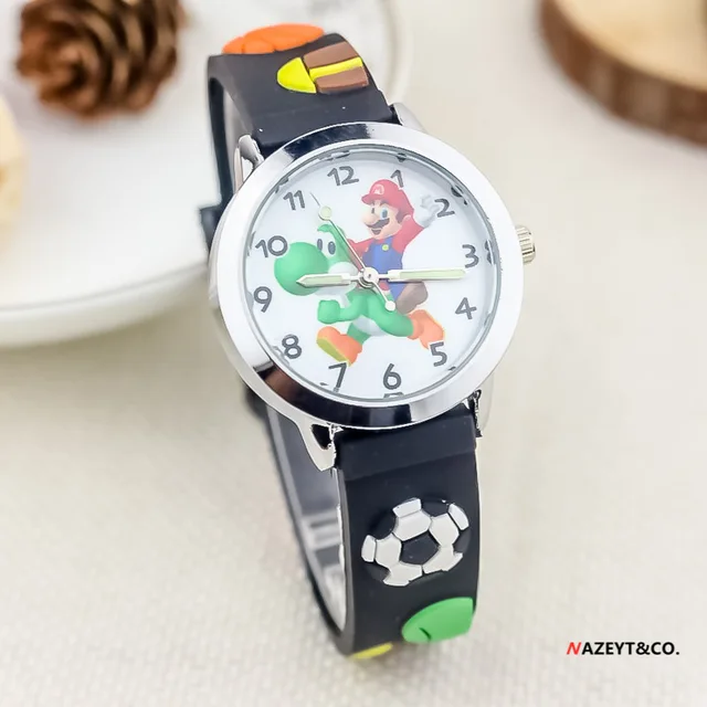 Super Mario Bros Watch Anime Character Luigi Yoshi Cartoon 3D Soccer ...
