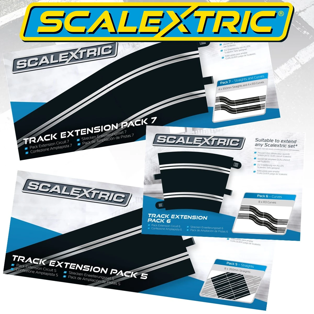Scalextric Slot Car 1/32 Track Extension Pack C8554 / C8555 / C8556 ...