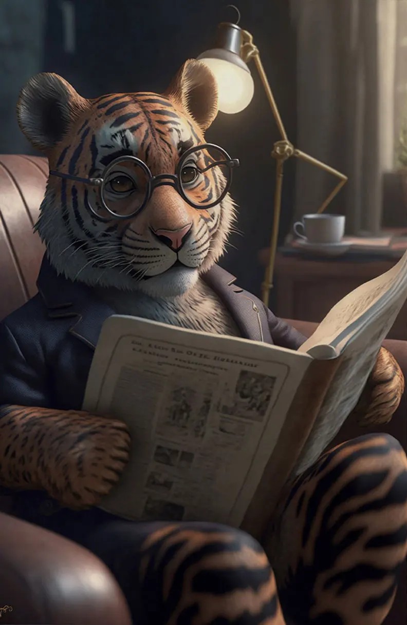 Tiger Reading A Book