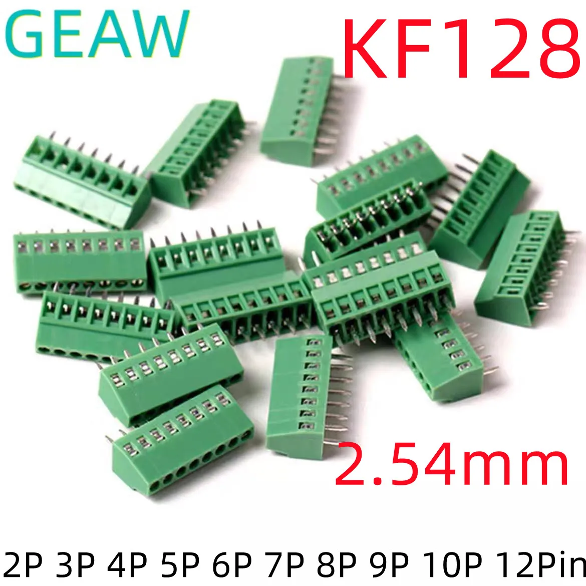 100Pcs KF128 2.54mm Pitch PCB Screw Terminal Block Connector 2P 3P 4P ...