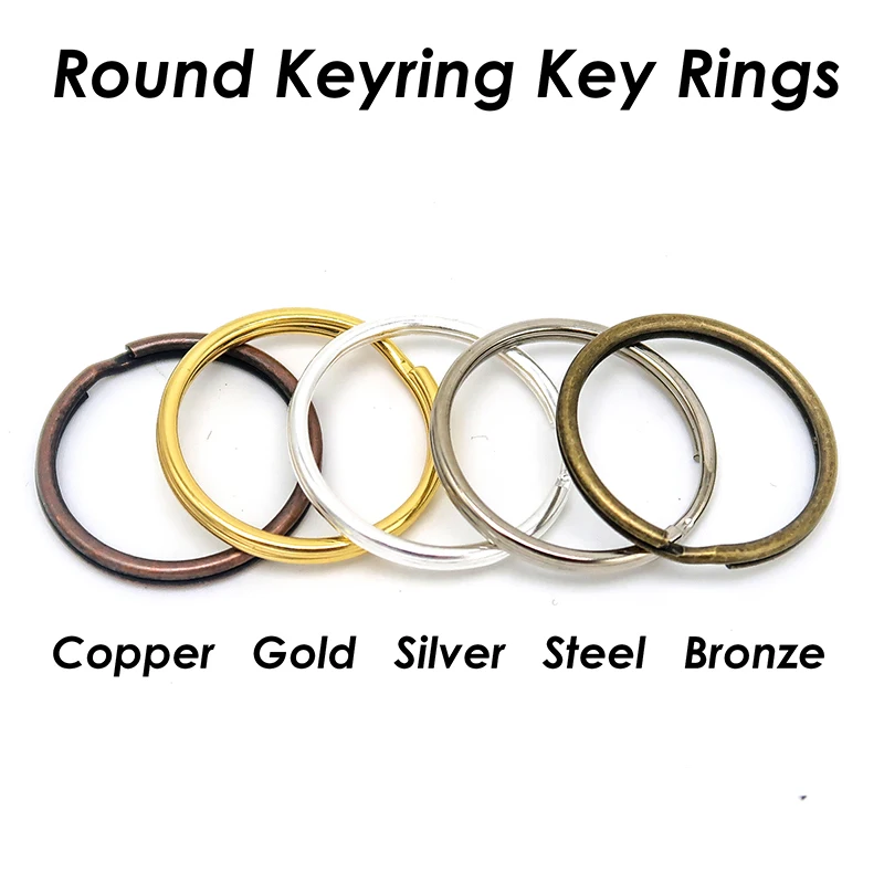 50-Pieces-Round-Key-Rings-Silver-Plated-Bronze-Copper-Gold-Color ...