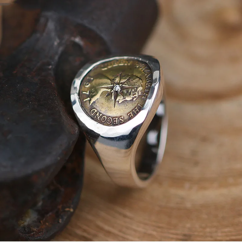 Vintage-Creative-Design-Handmade-Coin-Ring-Elizabeth-Brass-Portrait ...