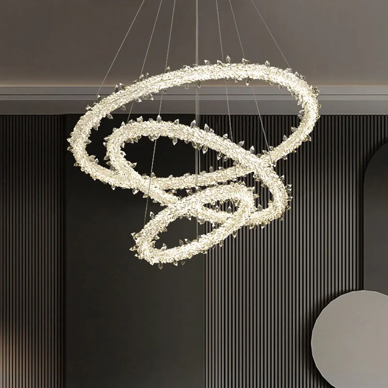 LED Crystal Wreath Pendant Light Modern Hanging Lamp for Dining Room ...