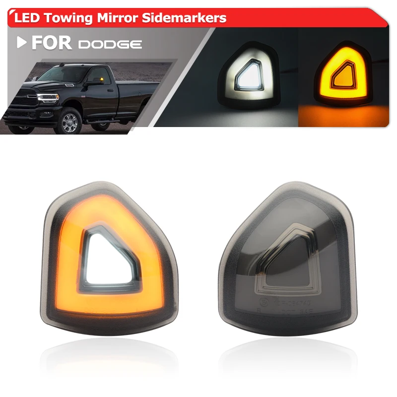 Smoked White/Amber LED Towing Mirror Turn Signal Blinkers Running Light ...