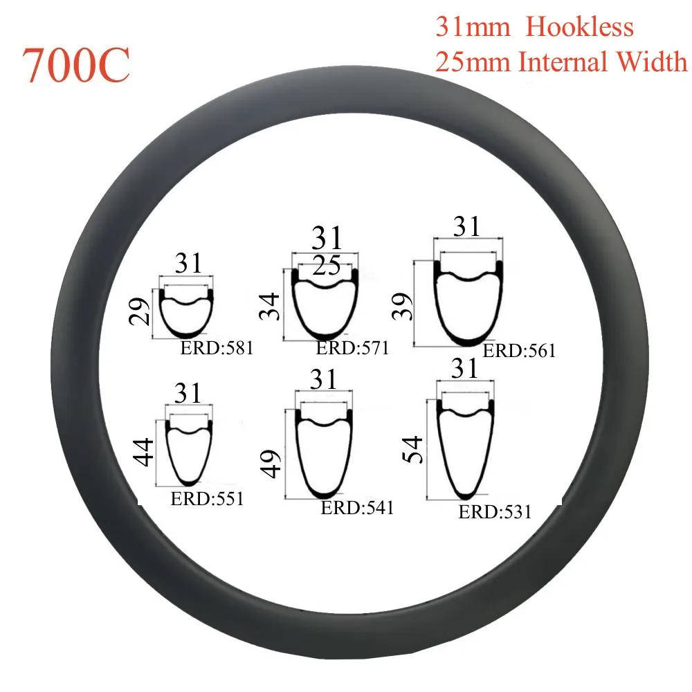 Ultralight-Carbon-Road-Rims-700C-Wheelset-31mm-Width-Tubeless-Hookless ...