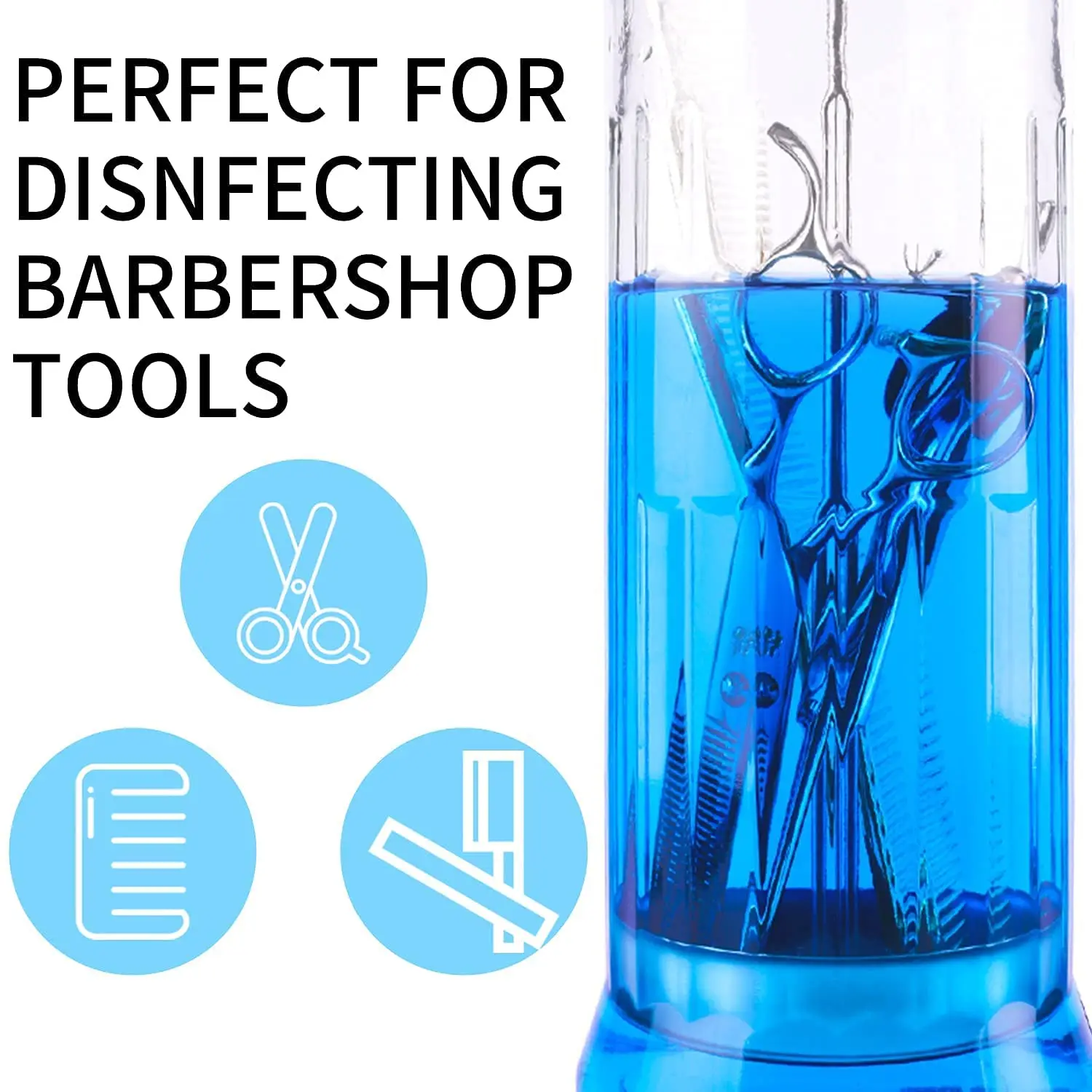 1500ML Barber Disinfectant Jar Comb Sterilization Tank Disinfecting ...