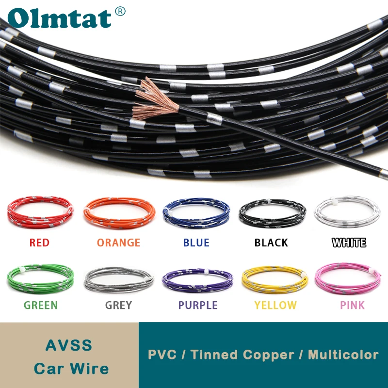 5-50m-AVSS-Automotive-Wires-Pure-Copper-Thin-PVC-Insulation-Line-22-20 ...