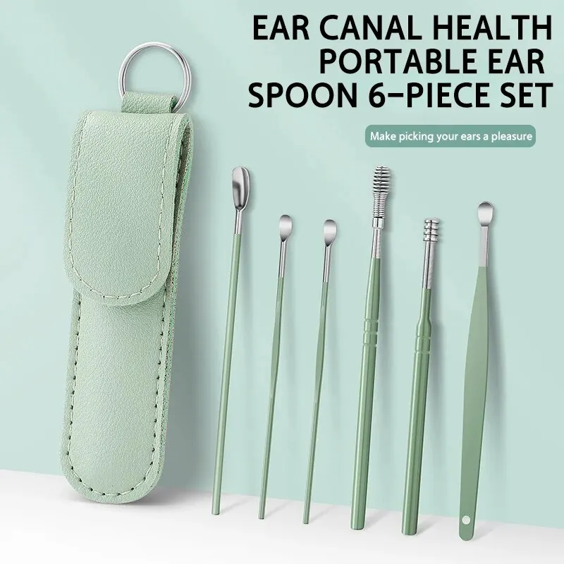 Earspoon-Six-piece-Ear-picking-Tool-Stainless-Steel-Ear-picking-Spoon ...