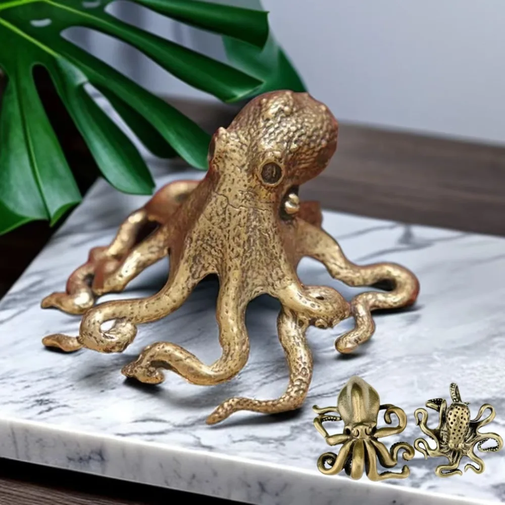 New Antique Octopus Home Decoration Brass Copper Animal Figurines ...