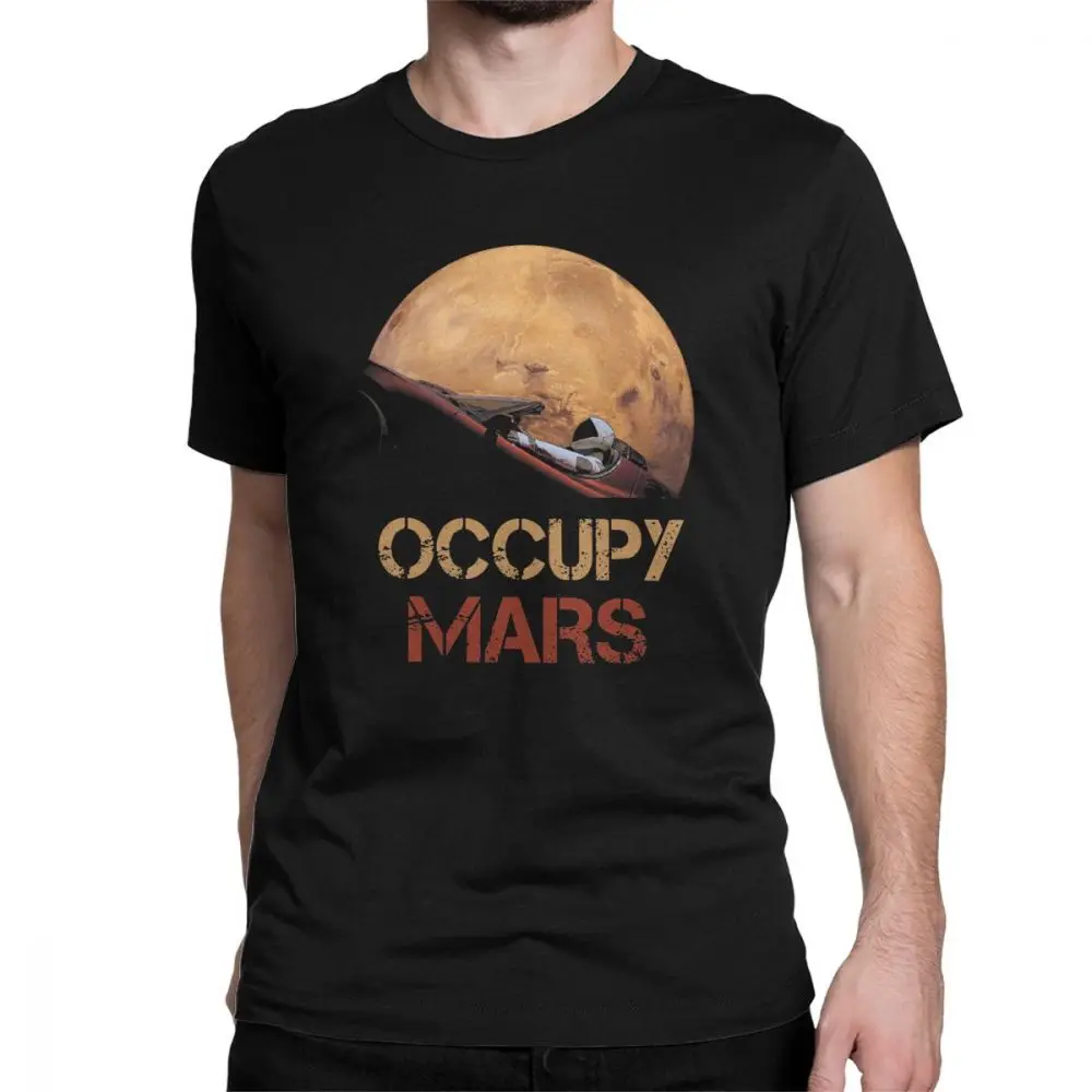 Occupy Mars T Shirt Spacex Starman T-Shirt Men Elon Musk Falcon Heavy 9 ...