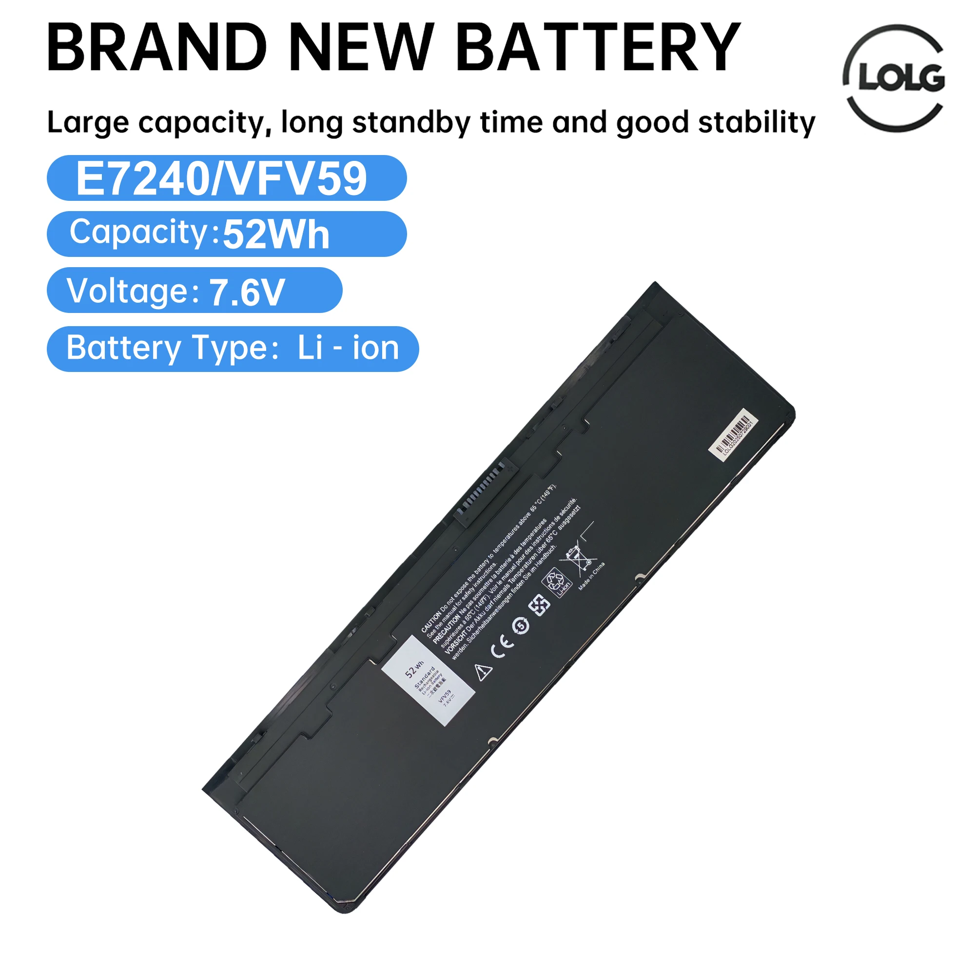 VFV59 7.4V 52Wh W57CV GVD76 Laptop Battery For DELL Latitude E7240 ...