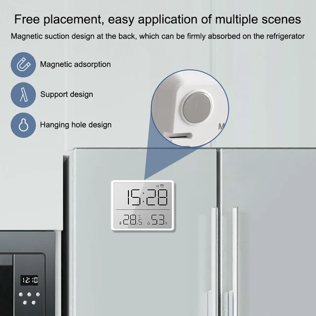 Refrigerator Magnetic Alarm Clock Large Screen Date Temperature ...