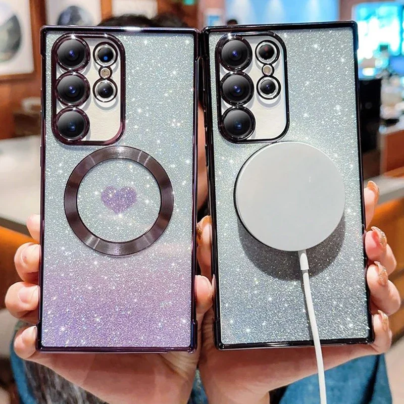 Shockproof-Gradient-Glitter-Soft-For-Magsafe-Wireless-Case-For-Samsung ...