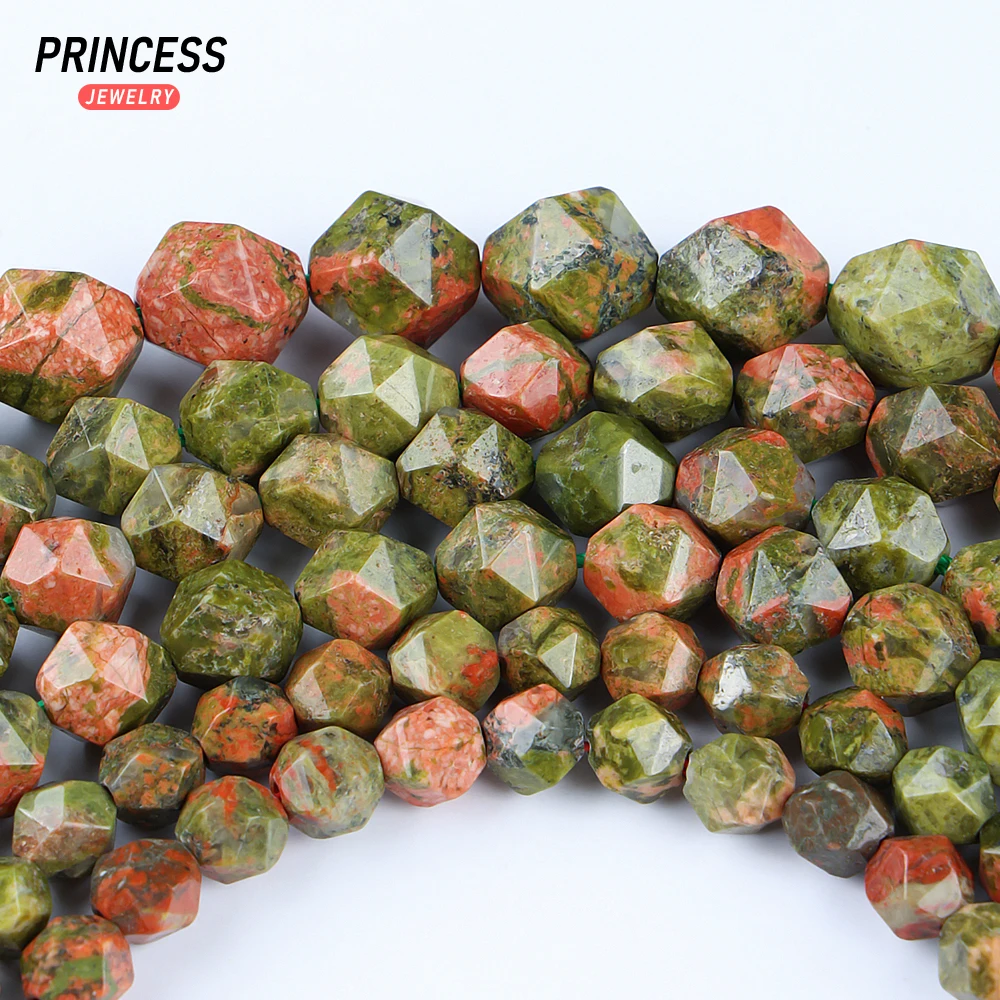 A-Natural-Unakite-Jasper-Diamond-Star-Faceted-Cut-6-8-10mm-Loose ...