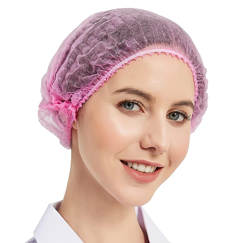 100PCS-Disposable-Bouffant-Caps-Non-woven-Bonnet-Hair-Net-Cap-for-Food ...