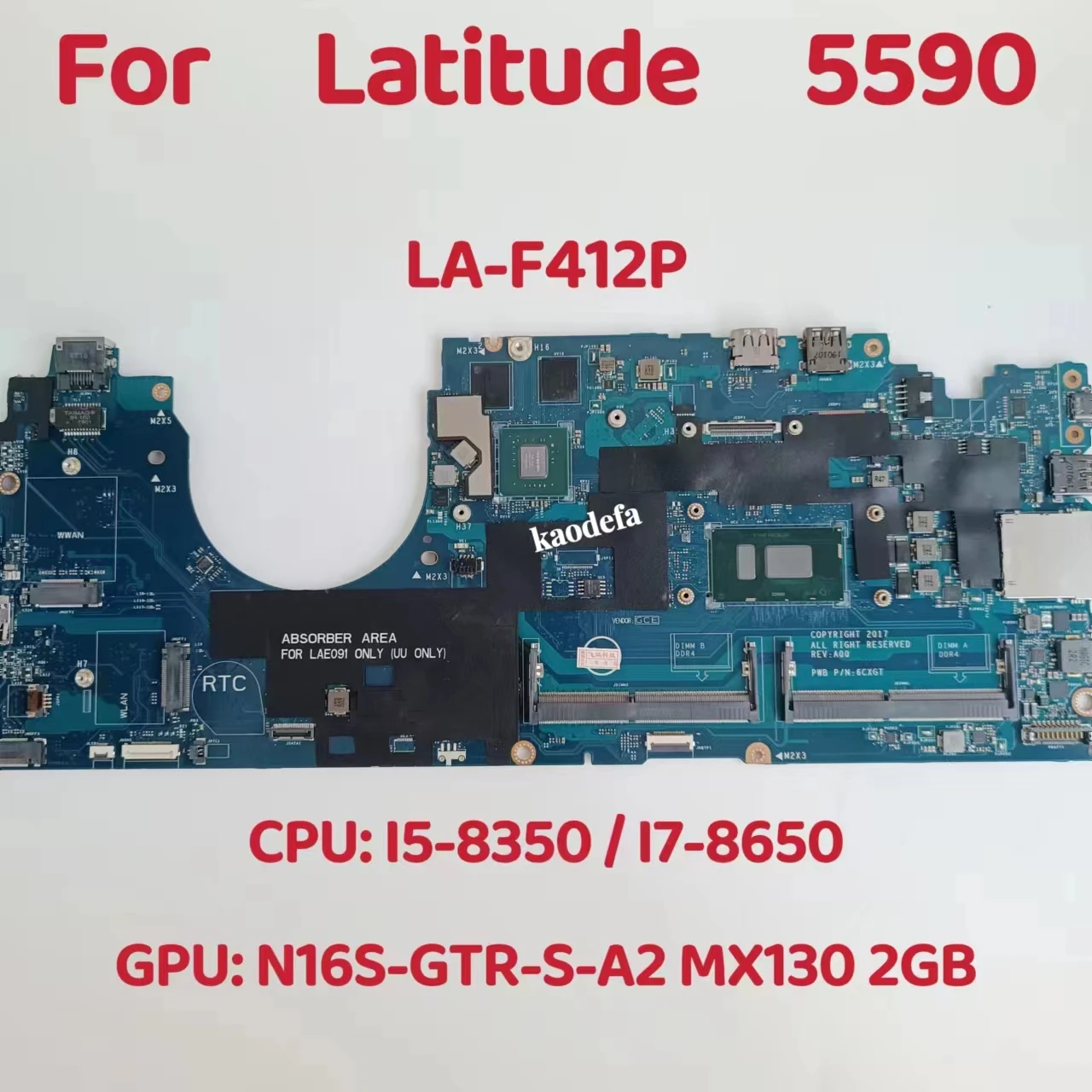 DDM80 LA-F412P For Dell Latitude 5590 Laptop Motherboard CPU:I5-8350U ...