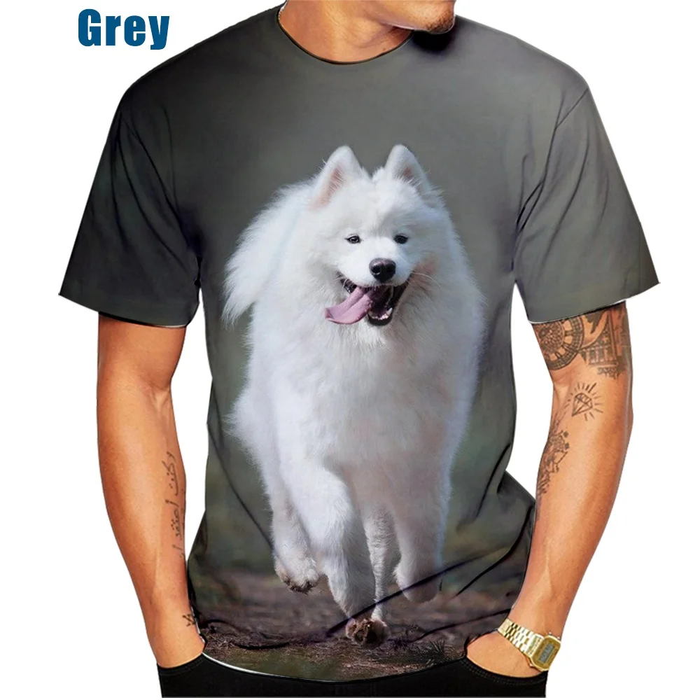 Animal Dog 3D Printing Cute Samoyed Dog Pattern Men's Short-sleeved T ...