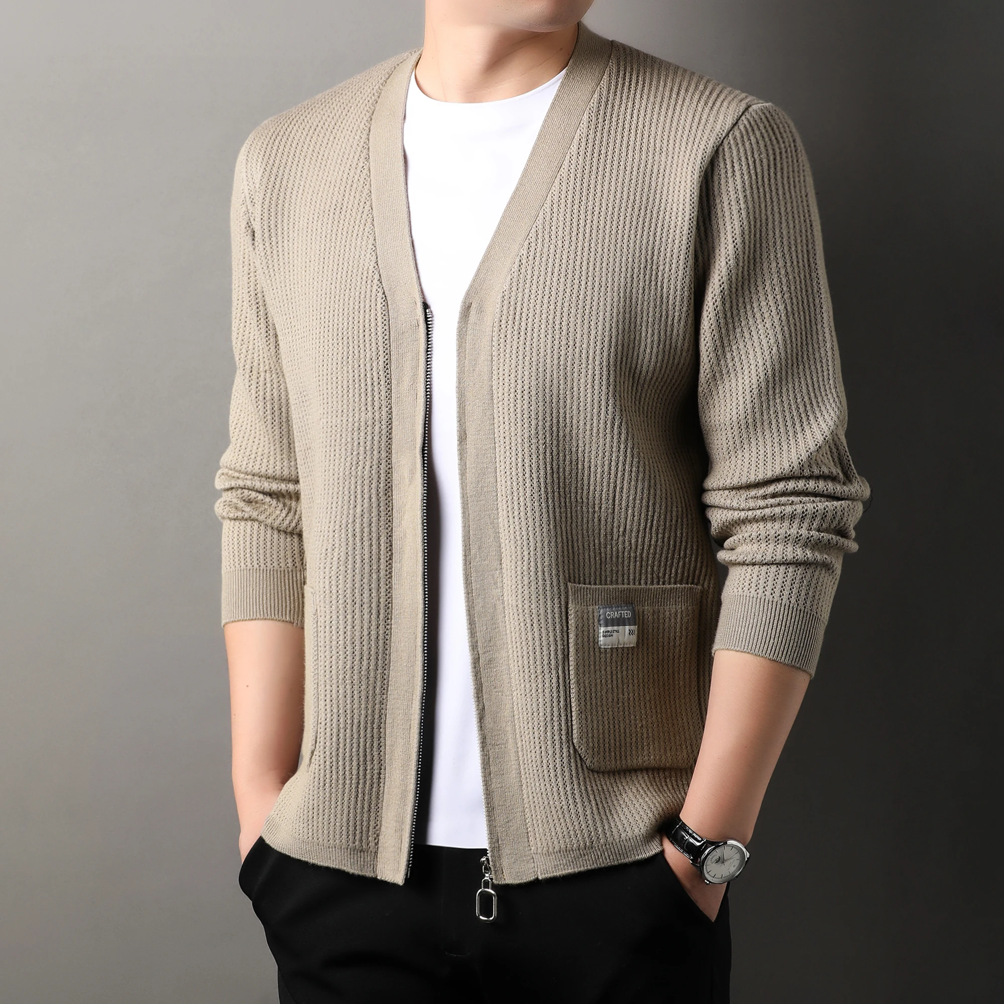 High End Cardigan Men's Autumn and Winter V-neck 2025 New Zipper ...