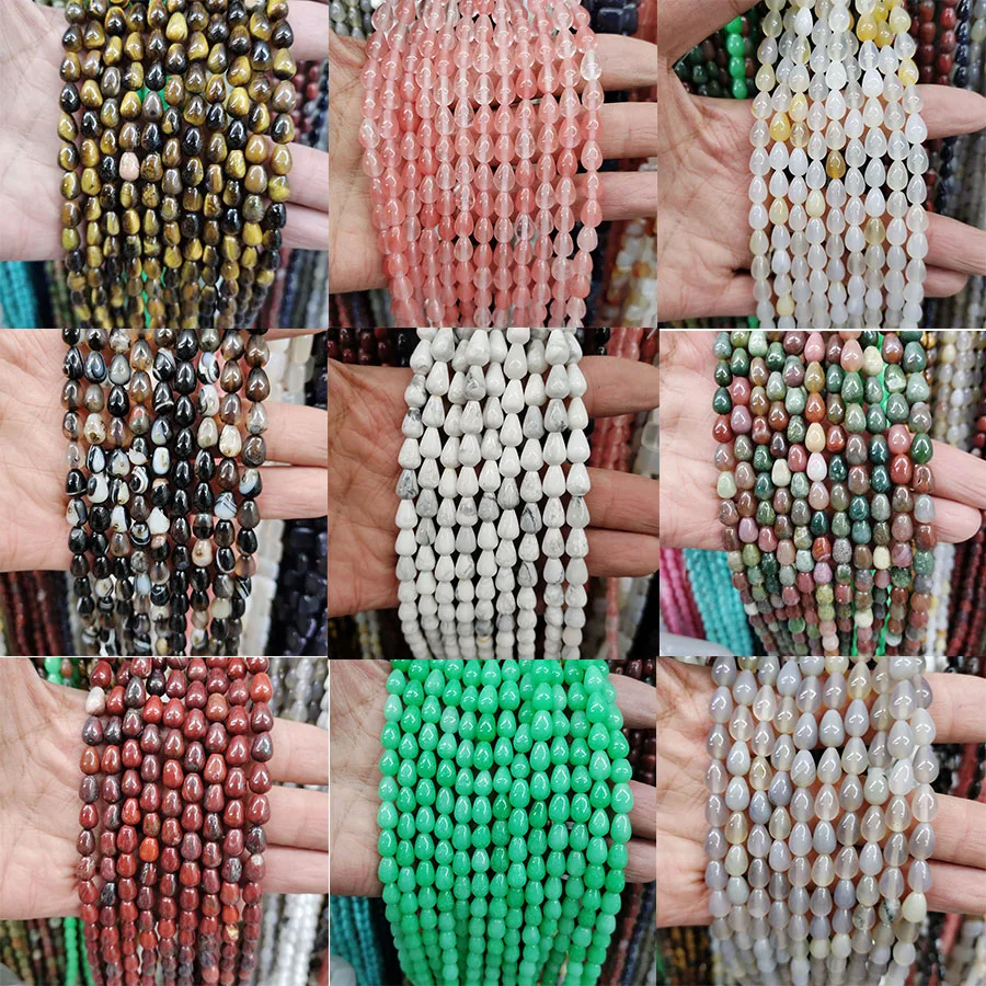 6x9mm-Drop-Shape-Beads-Natural-Stone-Charm-Jewelry-DIY-Handmade-Men-s ...