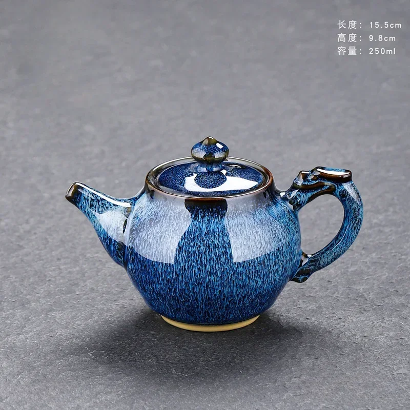 Kiln Glazed Ceramic Tea Pot Small Jun Porcelain Kung Fu Set Simple and ...