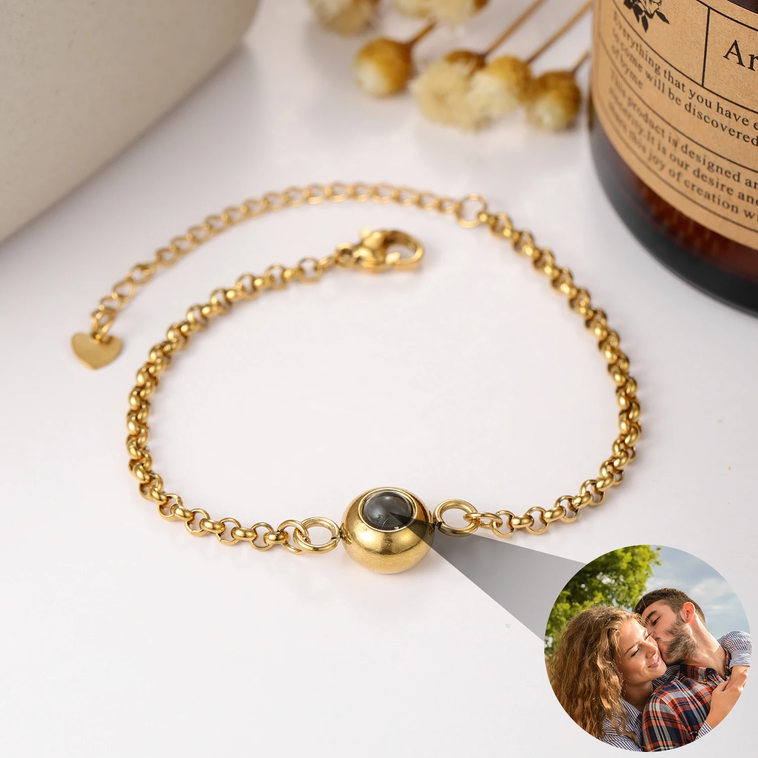 Stainless-Steel-Personalised-Photo-Projection-Minimalist-Chain-Bracelet ...