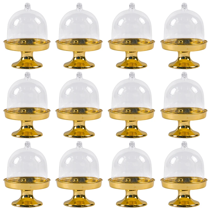 10pcs-Mini-Cupcake-Stand-Plates-with-Lid-Clear-Plastic-Candy-Display ...