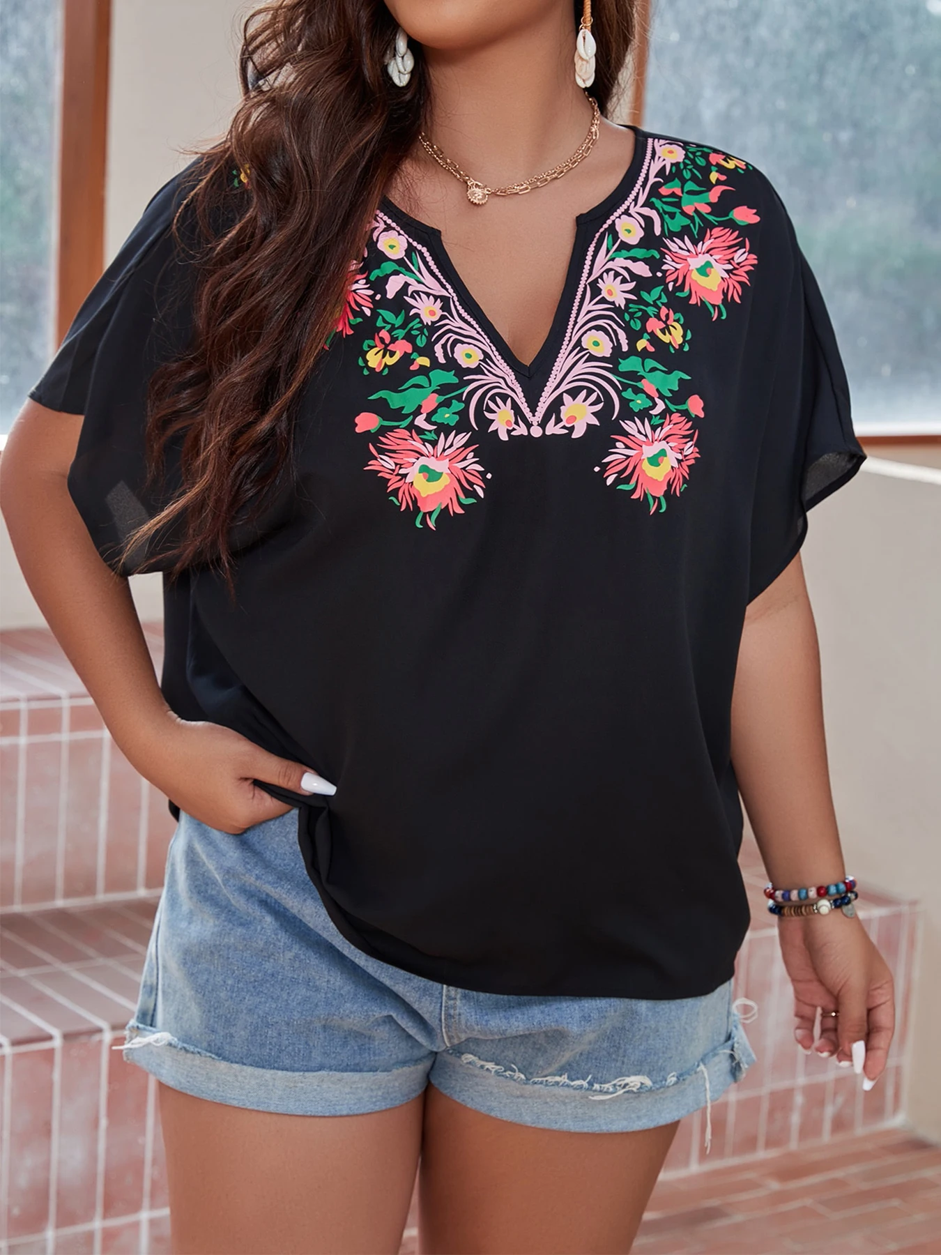 Finjani-Plus-Size-Women-s-Clothing-Summer-V-neck-T-shirt-Harajuku ...