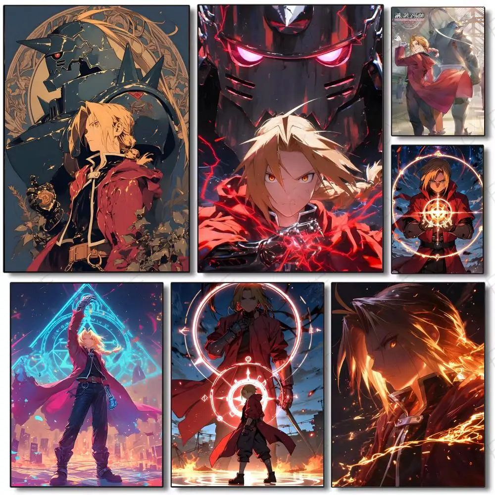 Anime F-Fullmetal Alchemist-MT Edward Elric Poster Self-adhesive ...