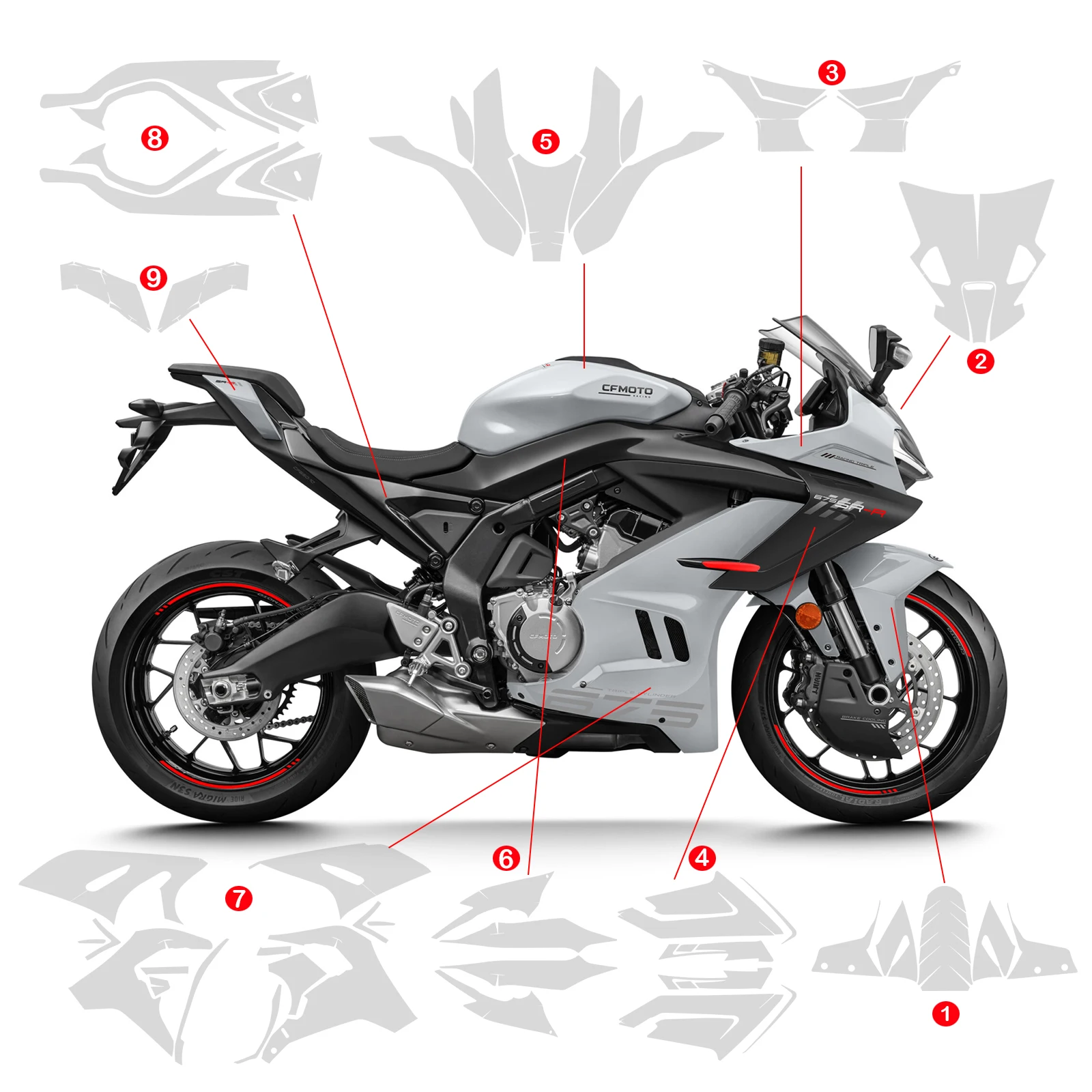 675 SR-R PPF Motorcycle TPU Protective Film For CFMOTO 675 SR R Body ...