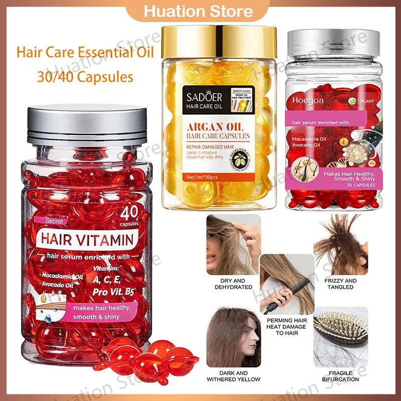 Rose-Essential-Oil-Hair-Smooth-Silky-Hair-Vitamin-Capsule-Nourishing ...