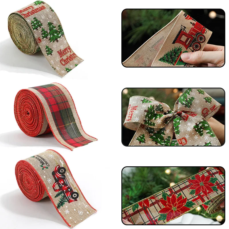 2-4-6M-Linen-Christmas-Ribbon-Wrapping-Gift-Christmas-Tree-Ribbon-DIY ...