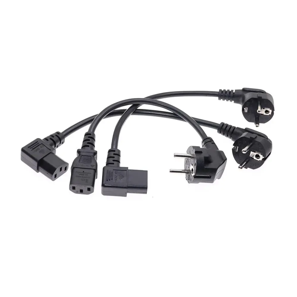 European 2 Pin Male to IEC 3 Pin Female ,Schuko to IEC C13 Angled 90 ...