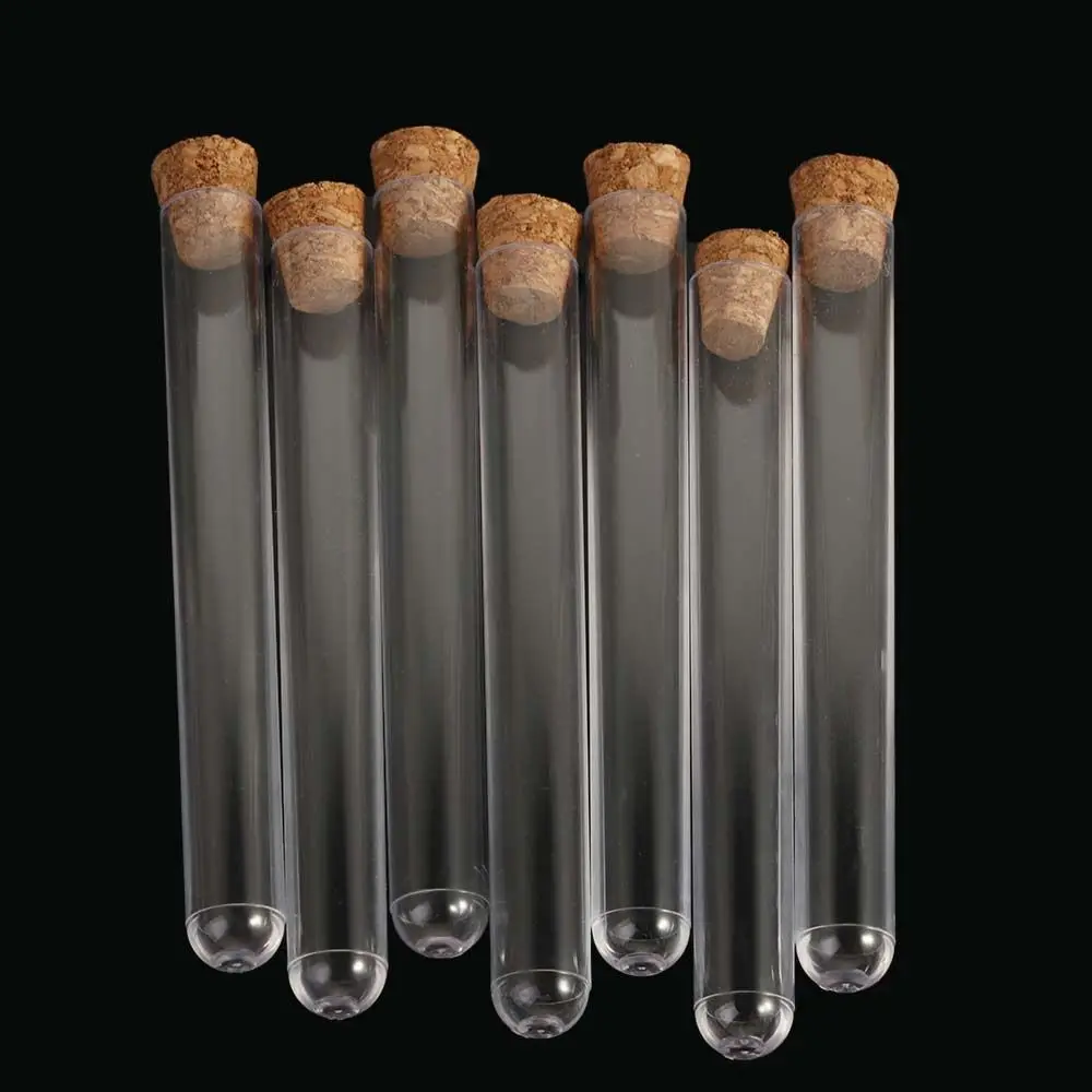 20Pcs 12x100mm Transparent Laboratory Clear Plastic Test Tubes With ...