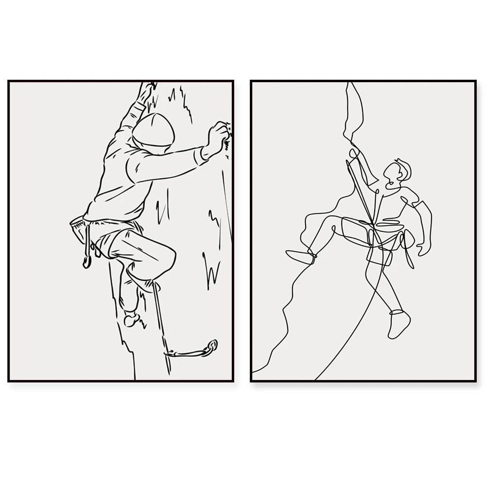 Rock climbing line art, extreme sport print, minimalist printable ...