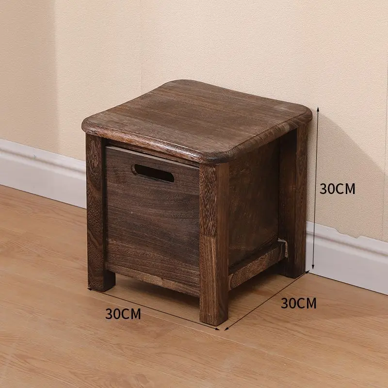 Wooden stool with drawer store