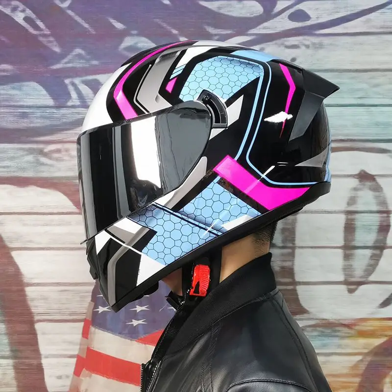 Motorcycle Helmets Men's and Women's Full Helmets Double Lens Bluetooth ...