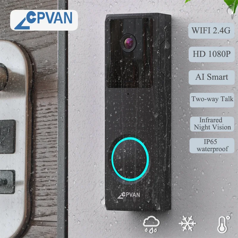 CPVAN-Video-Doorbell-Wireless-2-4G-WiFi-1080P-HD-Camera-Door-bell-with ...