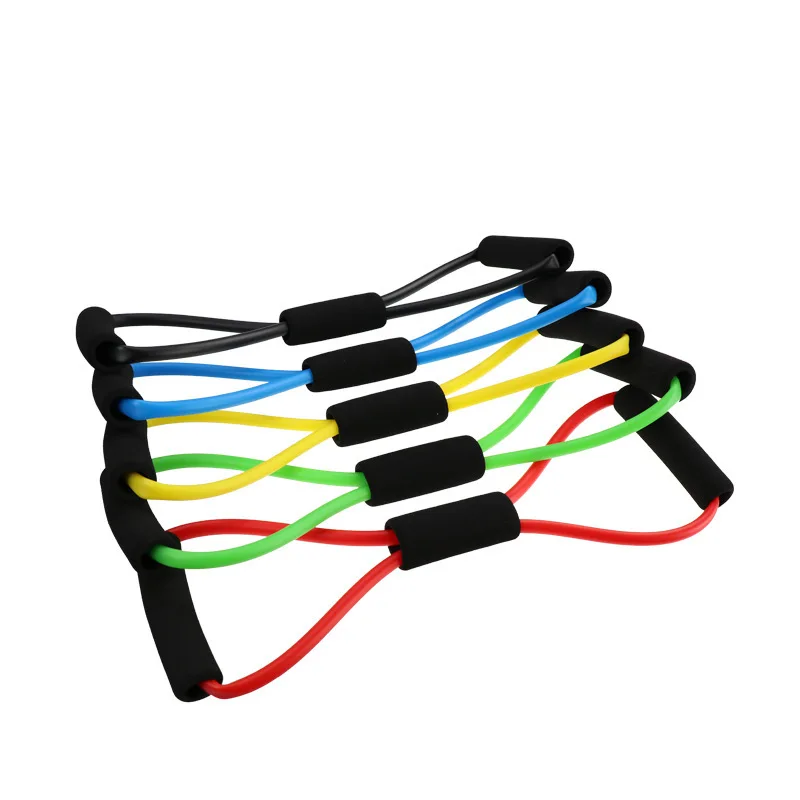 Fitness 8 Word Yoga Elastic Band TPE Gum Resistance Rubber Bands ...