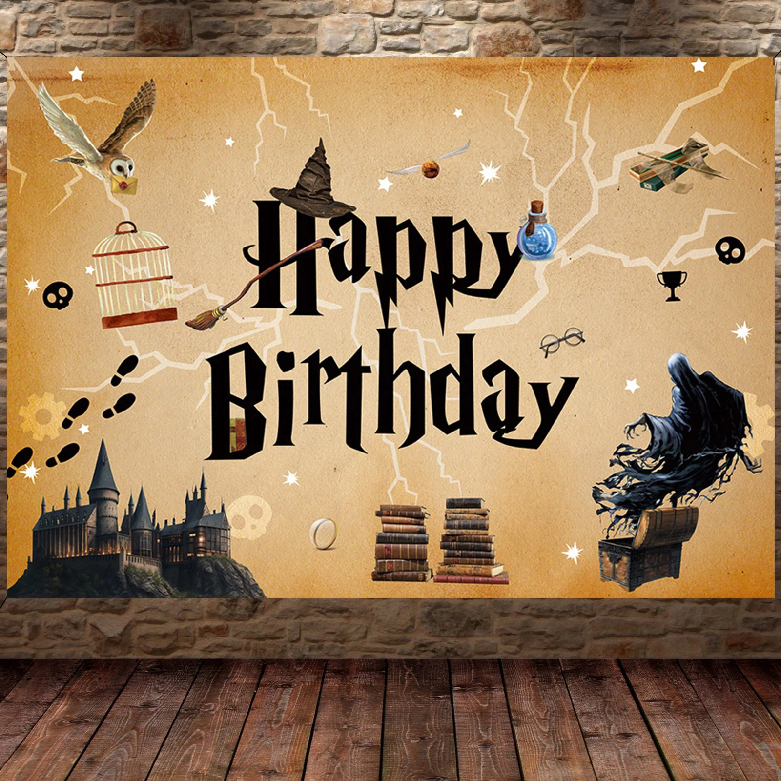 Photography-Background-Happy-Birthday-Party-Decorative-Banner-Magic ...