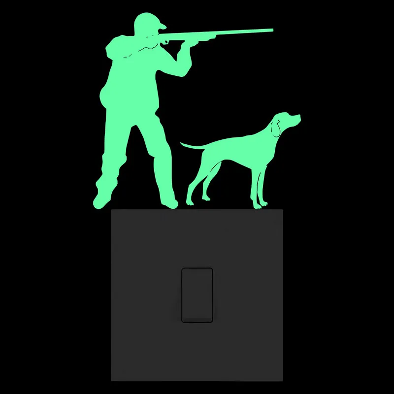 Young Hunter with Hunting Dog Sticker Glow in the Dark Wall Switch ...