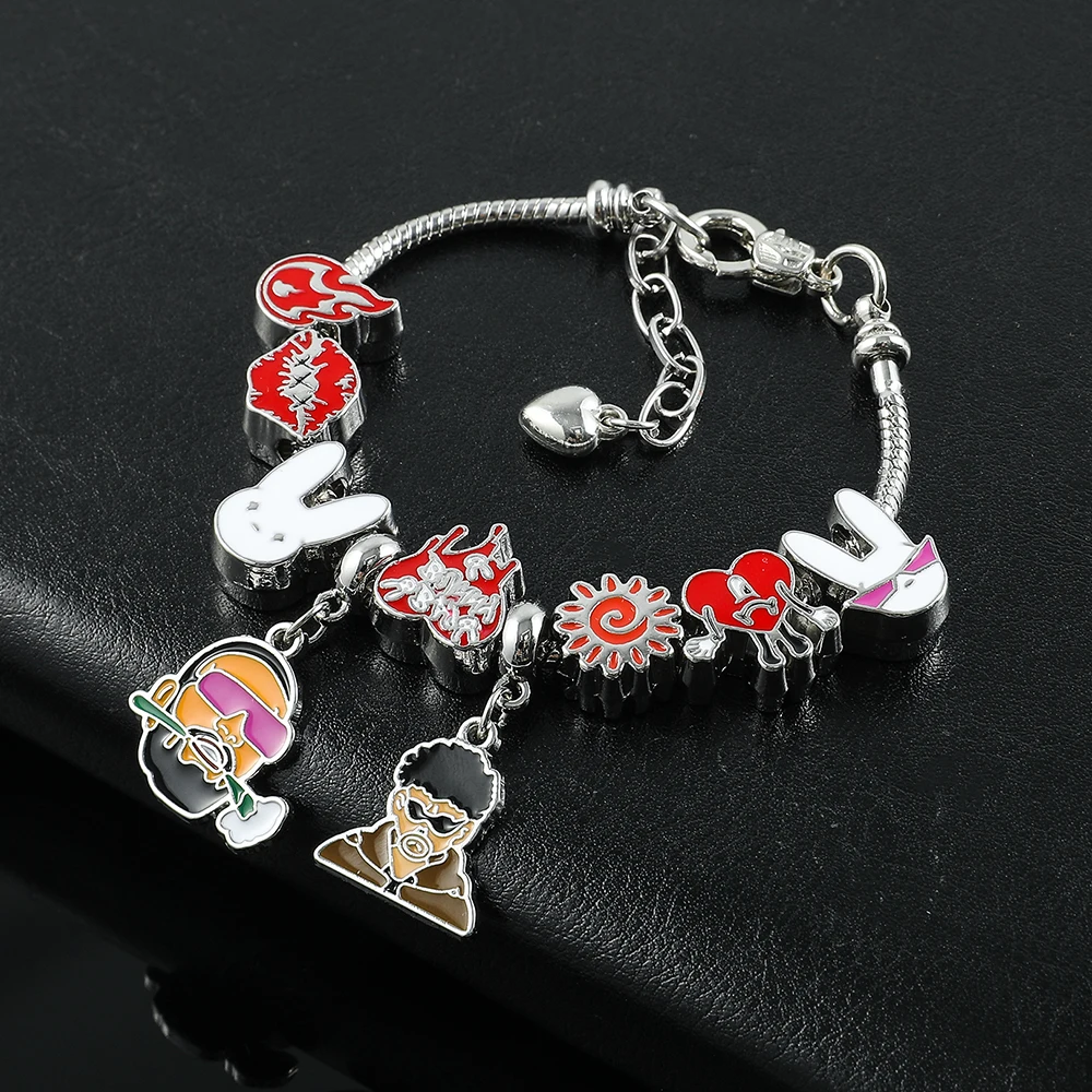 Bad Bunny Charms for Bracelets Snake Chain Bangles For Women Hip Hop ...